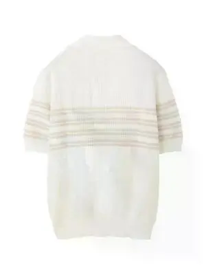 CRUCIANI Striped Waffle-knit Polo Shirt