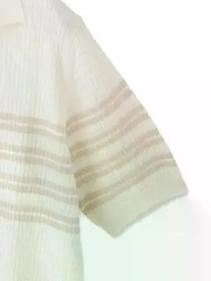 CRUCIANI Striped Waffle-knit Polo Shirt