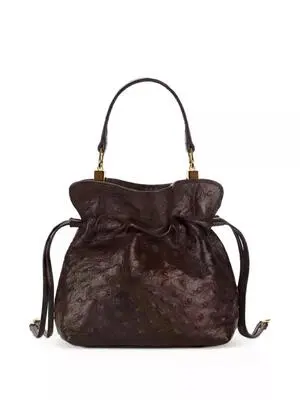 Elisabetta Franchi Leather Bag With Ostrich Print - Brown