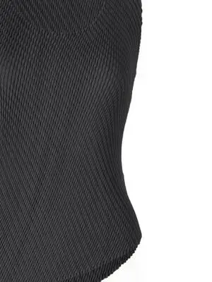 Issey Miyake Pleated Asymmetric Top - Black