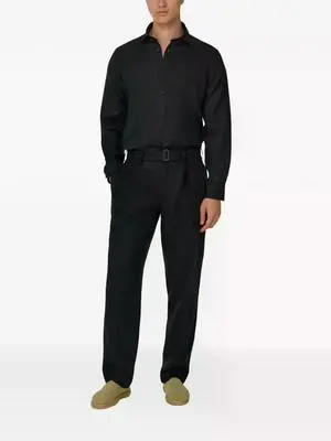 Boggi Milano Regular Fit Linen Shirt - Black