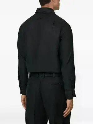 Boggi Milano Regular Fit Linen Shirt - Black