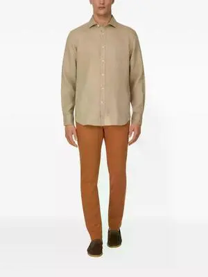 Boggi Milano Garment-washed Linen Shirt - Neutrals