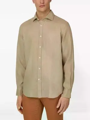 Boggi Milano Garment-washed Linen Shirt - Neutrals