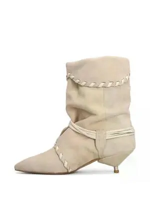 GISEL MOIRE Ariel Whipstitch-trim Wrap-around Ankle Boots