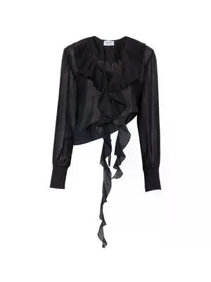 BLUGIRL Ruffled Cropped Blouse - Blue