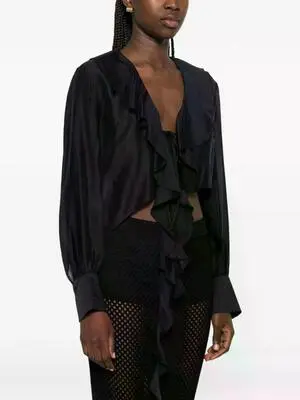 BLUGIRL Ruffled Cropped Blouse - Blue