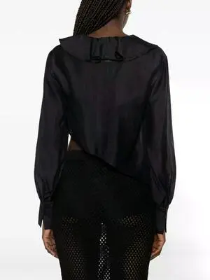 BLUGIRL Ruffled Cropped Blouse - Blue