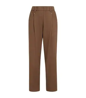 Brunello Cucinelli Stretch-cotton Pleated Trousers - Brown