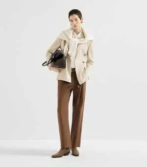 Brunello Cucinelli Stretch-cotton Pleated Trousers - Brown