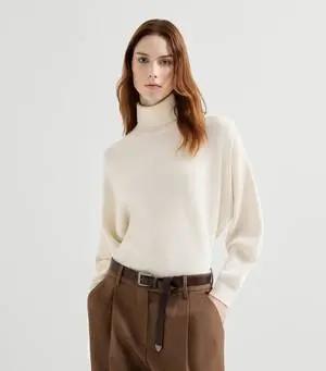 Brunello Cucinelli Cashmere Rollneck Sweater - White