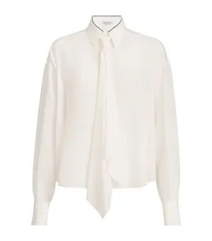 Brunello Cucinelli Silk Tie-detailed Shirt