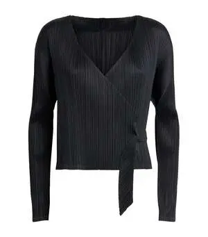 Issey Miyake Pleated Facade Cardigan - Black