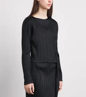 Issey Miyake Pleated Facade Cardigan - Black