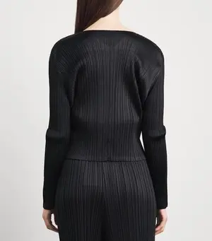 Issey Miyake Pleated Facade Cardigan - Black