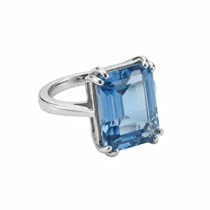 DAINTY LONDON Ocean Blue Topaz Bali Ring Silver