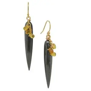 LORI KAPLAN DESIGN Hematite And Yellow Sapphire Drop Earrings - Black/gold/yellow