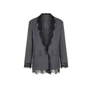 MODENAIRE Tailored Blazer With Lace Trim - Black