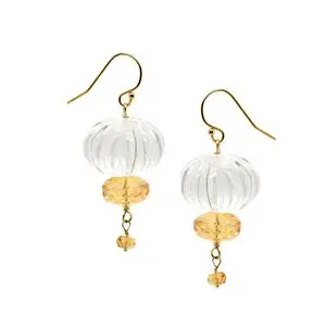 LORI KAPLAN DESIGN Carved Crystal And Citrine Drop Earrings - Yellow/gold