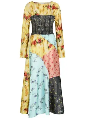 GANNI Printed Silk Maxi Dress - Multicoloured