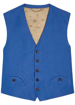 BLAZÉ MILANO Silk And Linen-blend Vest - Blue
