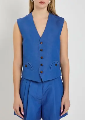 BLAZÉ MILANO Silk And Linen-blend Vest - Blue