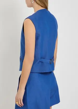 BLAZÉ MILANO Silk And Linen-blend Vest - Blue