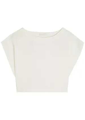 Suzie Kondi Kori Cropped Linen Top - White