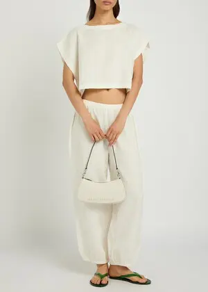 Suzie Kondi Kori Cropped Linen Top - White