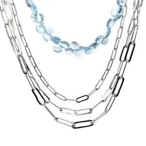 LORI KAPLAN DESIGN Sterling Silver And Aquamarine Layered Necklace - Blue/silver