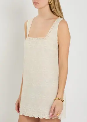 SOLAQUA Delilah Embroidered Cotton Mini Dress