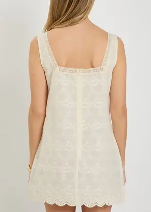 SOLAQUA Delilah Embroidered Cotton Mini Dress