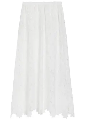 SOLAQUA Margaux Embroidered Guipure-Lace Maxi Skirt