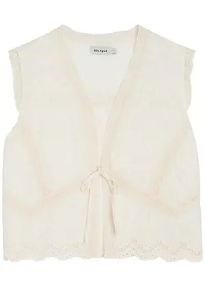 SOLAQUA Willow Embroidered Cropped Cotton Top