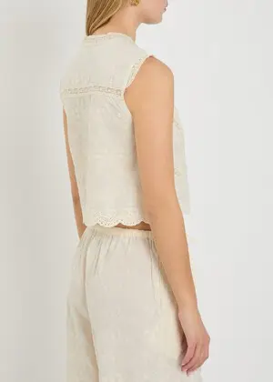 SOLAQUA Willow Embroidered Cropped Cotton Top
