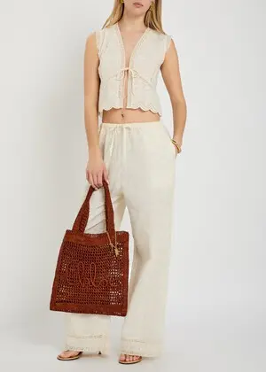 SOLAQUA Willow Embroidered Cropped Cotton Top
