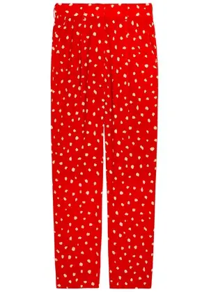 BLAZÉ MILANO Fox Polka-dot Silk Trousers - Red