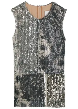 MAISON MARGIELA Floral Sequin-embellished Top - Multicoloured