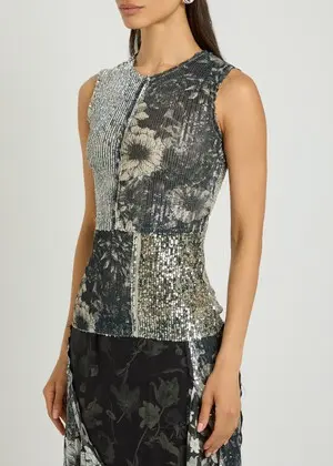 MAISON MARGIELA Floral Sequin-embellished Top - Multicoloured