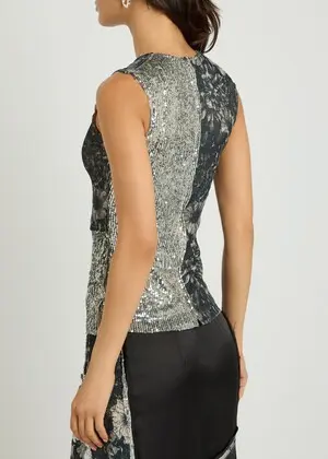MAISON MARGIELA Floral Sequin-embellished Top - Multicoloured