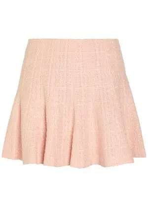 Alice + Olivia Zona Pleated Tweed Mini Skirt - Light Pink