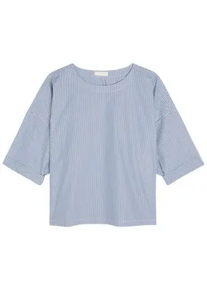 Suzie Kondi Saria Striped Cotton-poplin Top - Navy