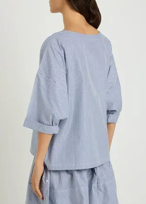 Suzie Kondi Saria Striped Cotton-poplin Top - Navy