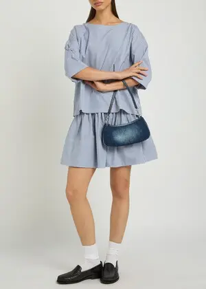 Suzie Kondi Saria Striped Cotton-poplin Top - Navy