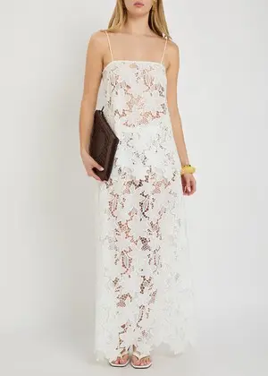 SOLAQUA Camilla Embroidered Guipure-lace Top - White