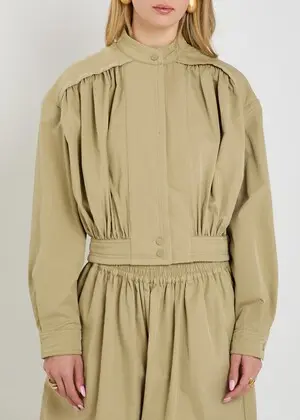 Ronny Kobo Ariah Gathered Cotton-blend Poplin Jacket - Light Green