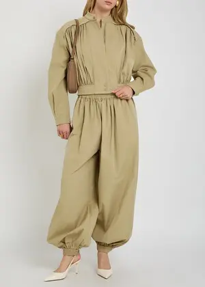 Ronny Kobo Ariah Gathered Cotton-blend Poplin Jacket - Light Green