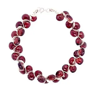 LORI KAPLAN DESIGN Sterling Silver Garnet Bracelet - Red/silver