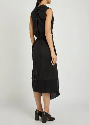 MAISON MARGIELA Gathered Silk Midi Wrap Dress