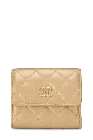 Chanel Lambskin Flap Compact Wallet - Gold